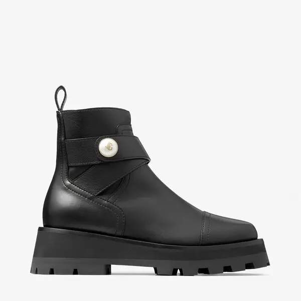 JIMMY CHOO Meena Leather Flat Boots - Black