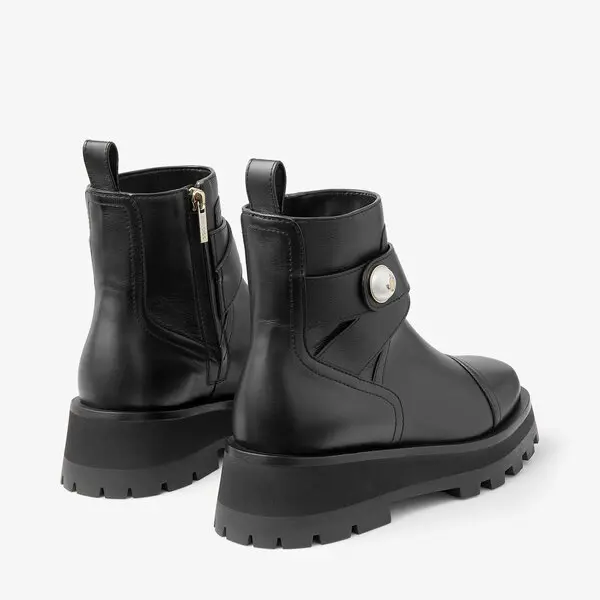 JIMMY CHOO Meena Leather Flat Boots - Black