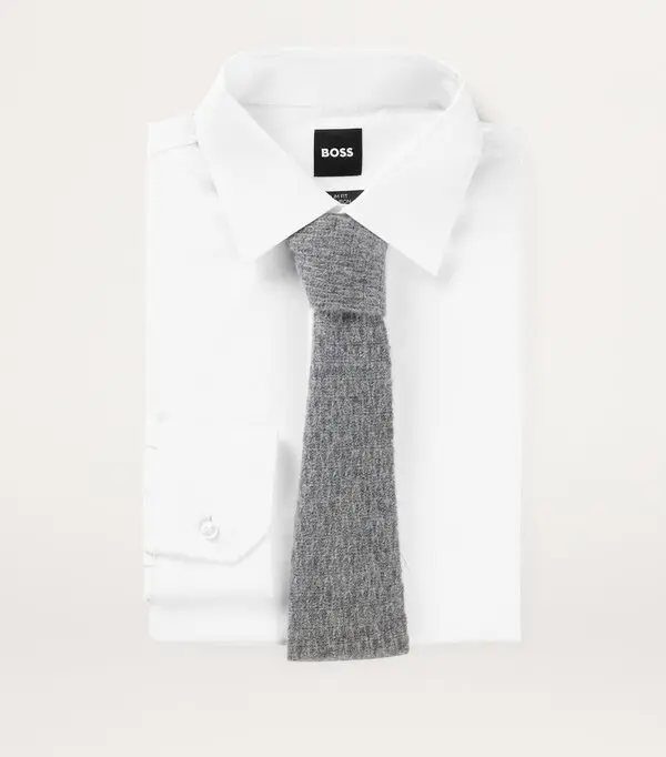 BOSS Cashmere Knitted Tie - Grey