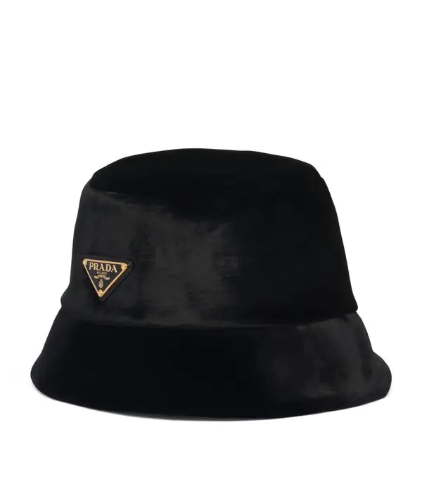 Prada Velvet Bucket Hat - Black
