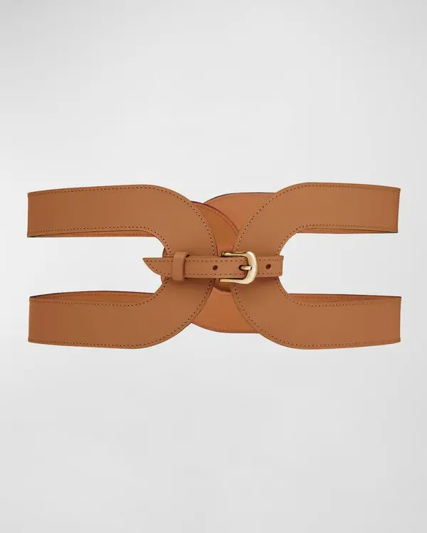 Vaincourt Paris La Delicieuse Leather & Brass Waist Belt  display picture 1