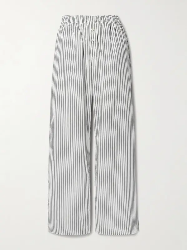 Eterne Striped Cotton-poplin Wide-leg Pants