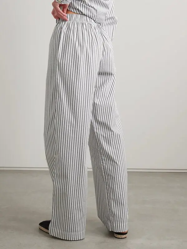 Eterne Striped Cotton-poplin Wide-leg Pants