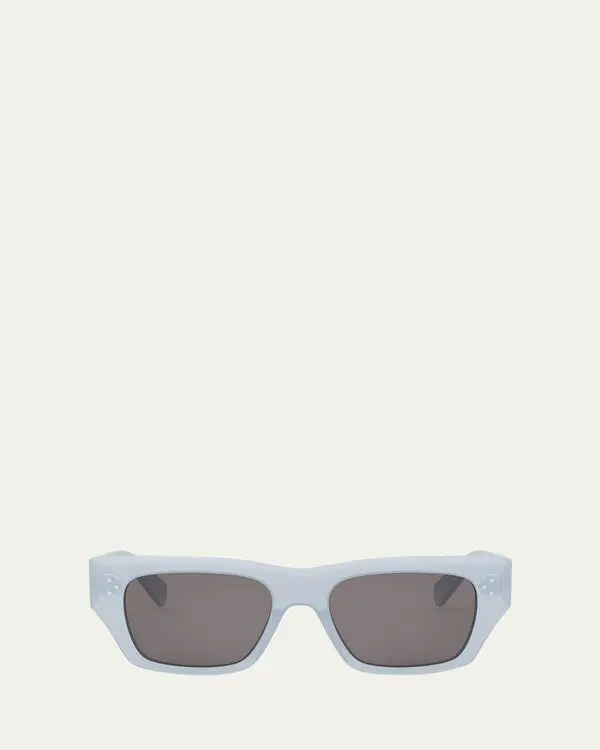 Celine Bold 3 Dots Square Sunglasses - Shiny Light Blue Smoke