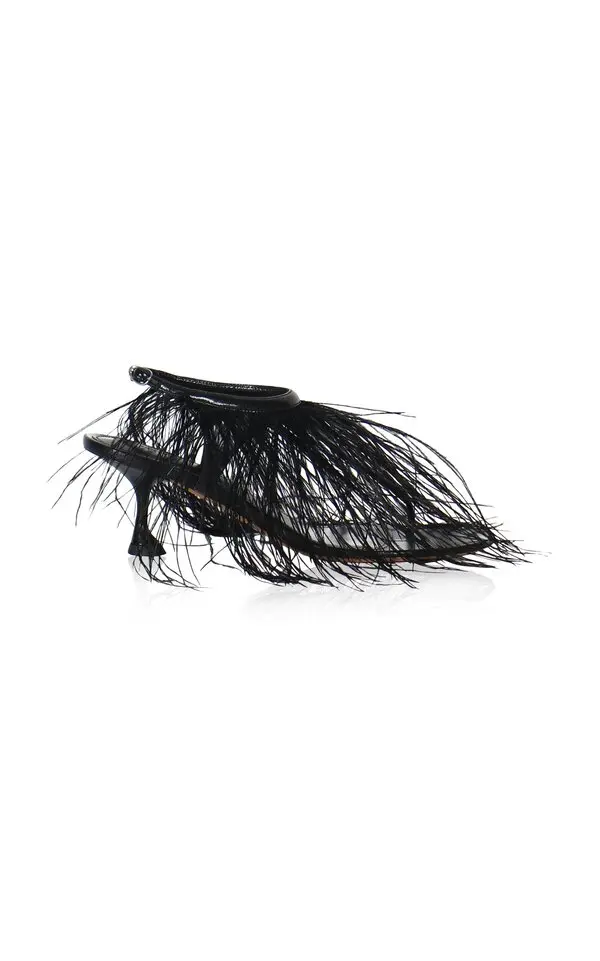 Proenza Schouler Feather-embellished Leather Thong Sandals - Black