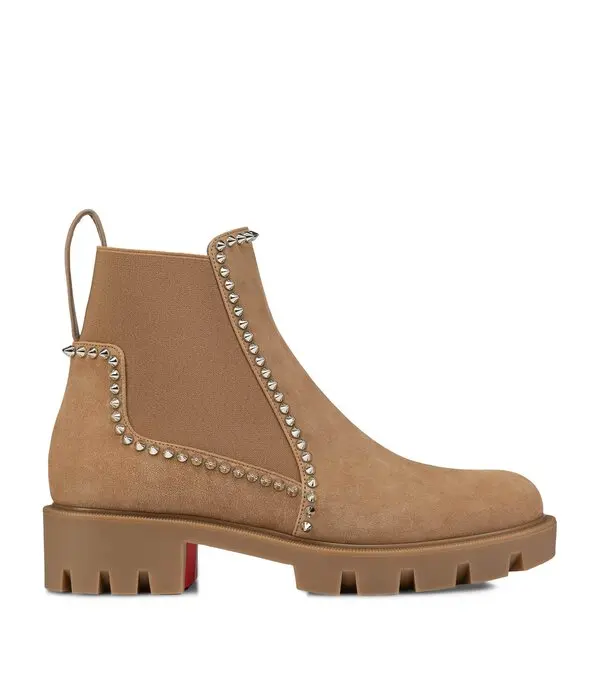 Christian Louboutin Out Lina Spike Lug Suede Ankle Boots  display picture 2