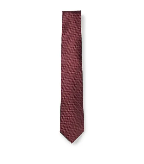BOSS Italian Silk Chevron Tie - Purple
