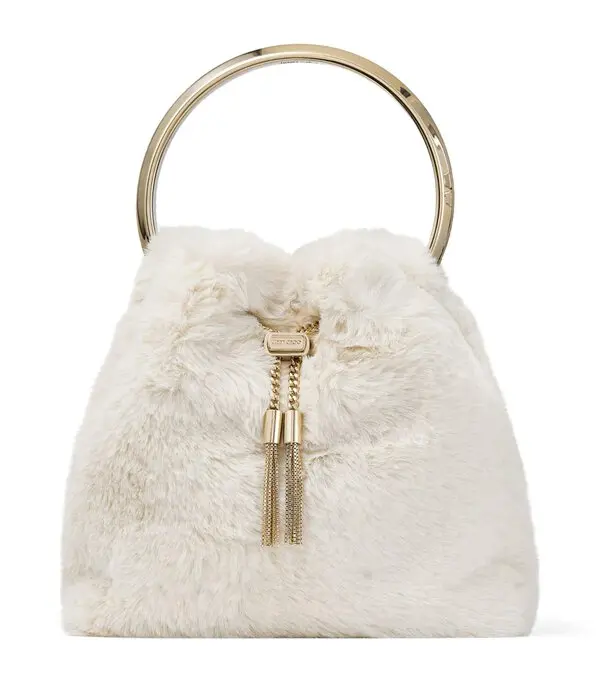 JIMMY CHOO Faux Fur Bon Bon Top-handle Bag