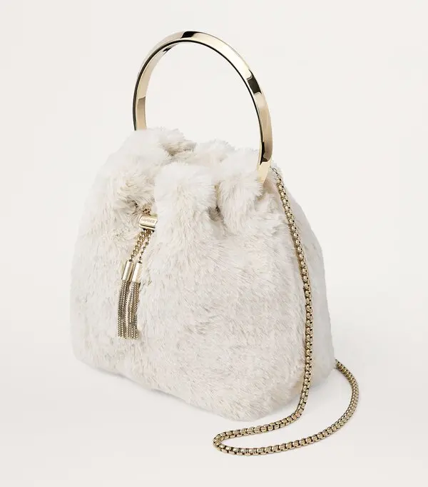 JIMMY CHOO Faux Fur Bon Bon Top-handle Bag