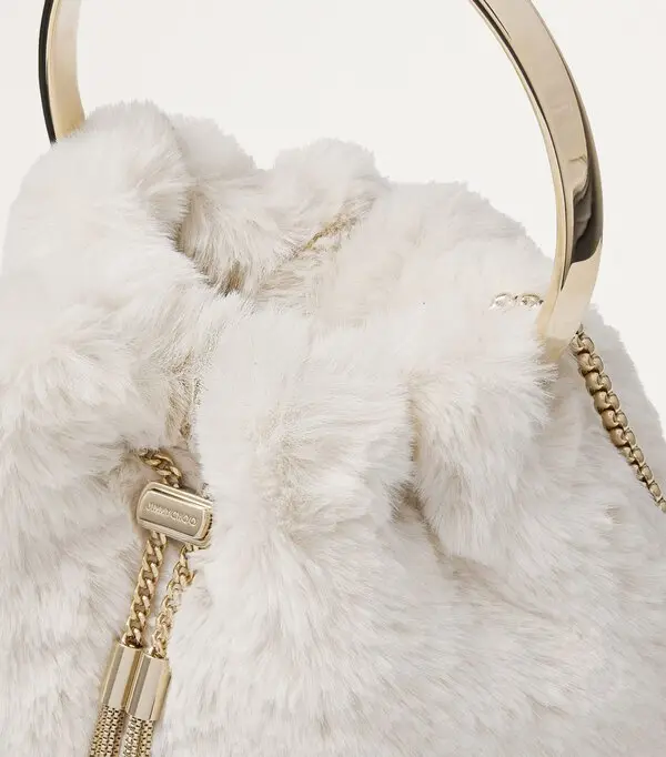 JIMMY CHOO Faux Fur Bon Bon Top-handle Bag