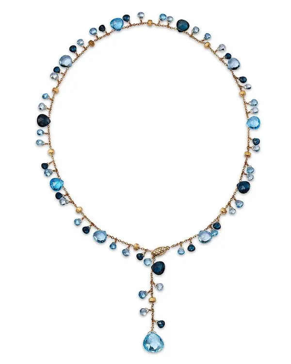 Marco Bicego 18k Yellow Gold, Topaz & Diamond Lariat Necklace - Blue/gold