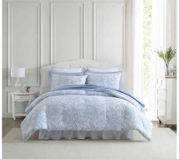 Laura Ashley Bedford Blue King Comforter Sham S T - One-color