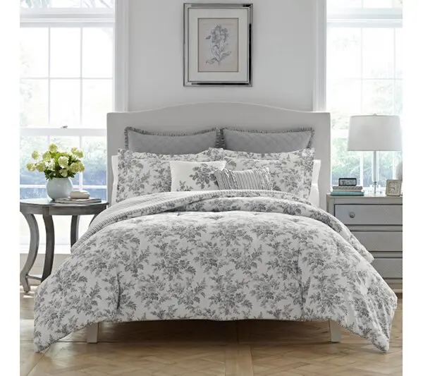 Laura Ashley Annalise Grey King Comforter Sham Nus Set - One-color