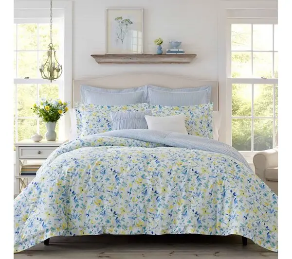 Laura Ashley Nora Bright Blue Full Queen Comfor Er Sham Bonus - One-color