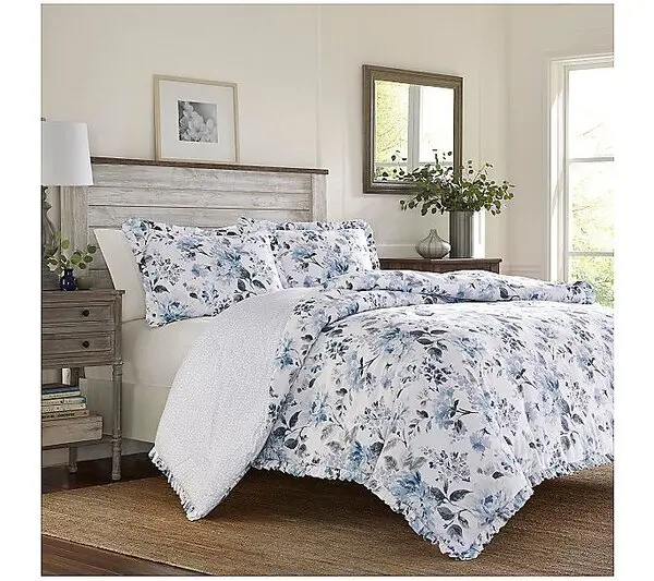 Laura Ashley Chloe Blue Full Queen Comforter Sham Set