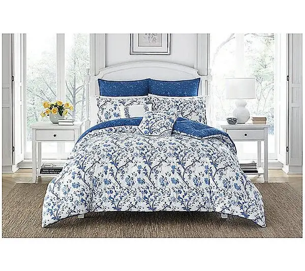 Laura Ashley Elise Navy King Comforter Bonus Se - One-color