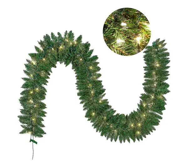SYNCFUN 9ft Artificial Christmas Pre-lit Garlan D