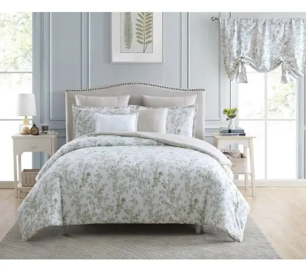 Laura Ashley Lindy Green Full Queen Comforter S Am Bonus Set - One-color