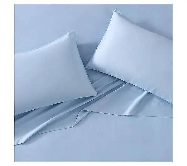 Laura Ashley Solid Blue King Sheet Set