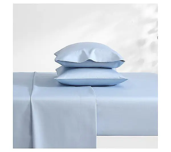 Laura Ashley Solid Blue Queen Sheet Set