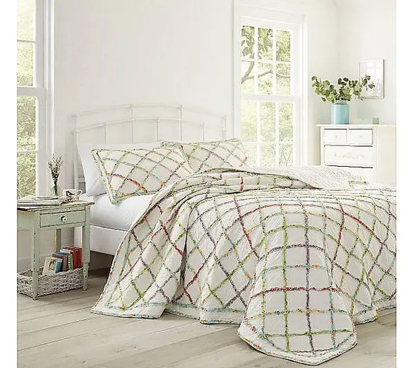 Laura Ashley Ruffle Garden King Quilt - One-color