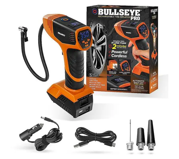 BULLSEYE PRO Rechargeable Car Tire Air Pump Inf Ator - One-color