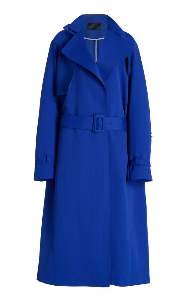 Proenza Schouler Sabina Belted Jacquard Trench Coat - Royal Blue