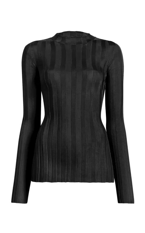 Khaite Cosette Ribbed-knit Top - Black