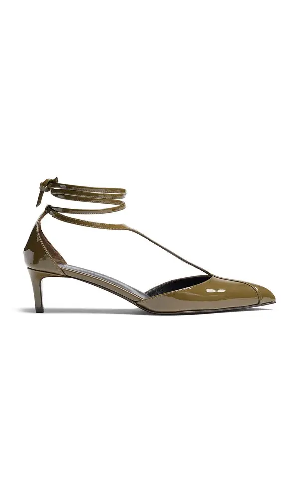 Khaite Mia Patent Leather Pumps - Olive