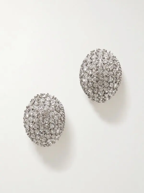 JENNIFER BEHR Tinsel Rhodium-plated Crystal Earrings - Silver