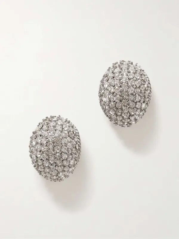 JENNIFER BEHR Tinsel Rhodium-plated Crystal Earrings