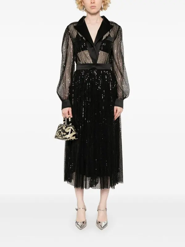 dolce and gabbana black sequin dress Long sequined dress
