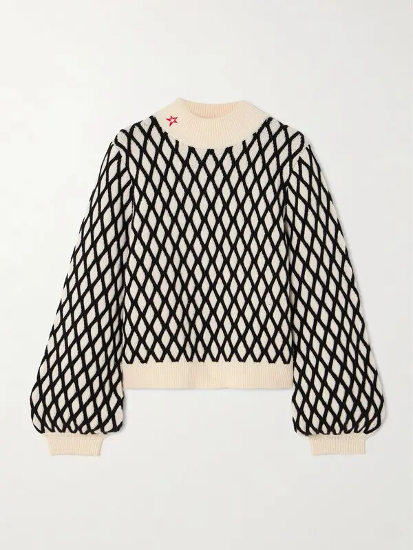 Perfect Moment Carving Air Wool And Cashmere-blend Jacquard Sweater - Cream