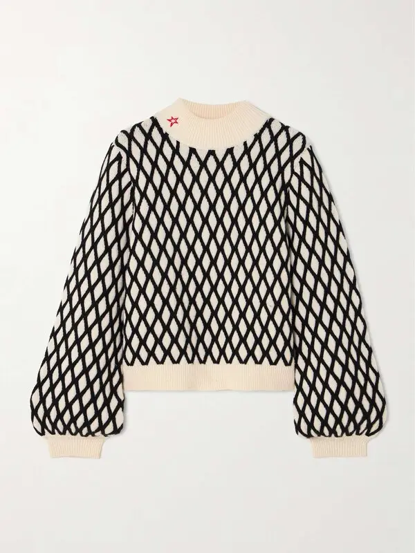 Perfect Moment Carving Air Wool And Cashmere-blend Jacquard Sweater - Cream