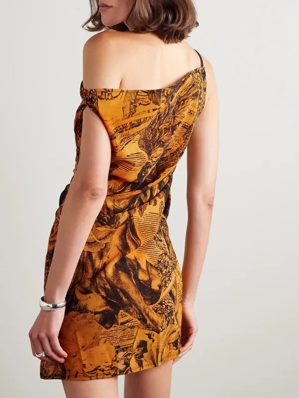 Acne Studios Printed Stretch-Mesh Mini Dress - Orange | Editorialist