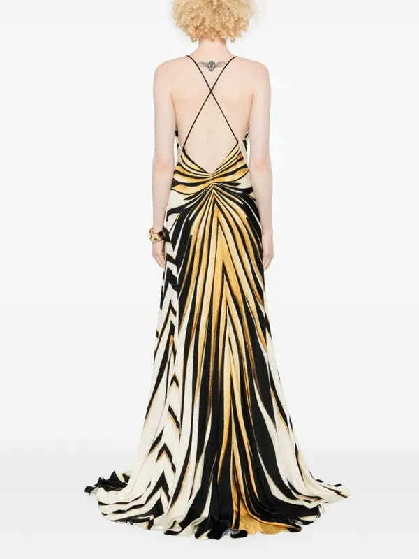 Roberto Cavalli Ray Of Gold-print Maxi Dress