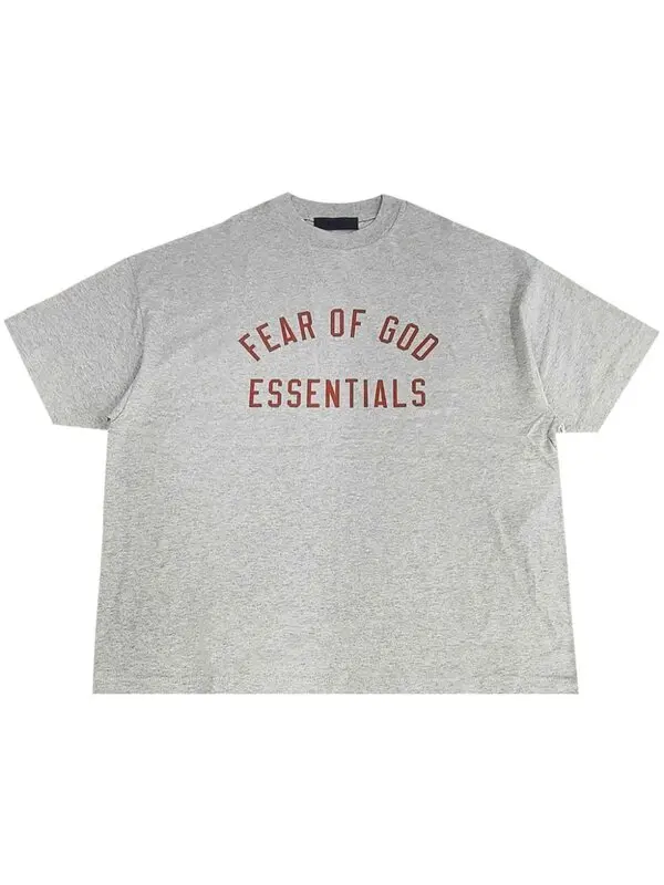 Fear Of God Mélange Effect Cotton T-shirt With Appliqué Logo - Grey