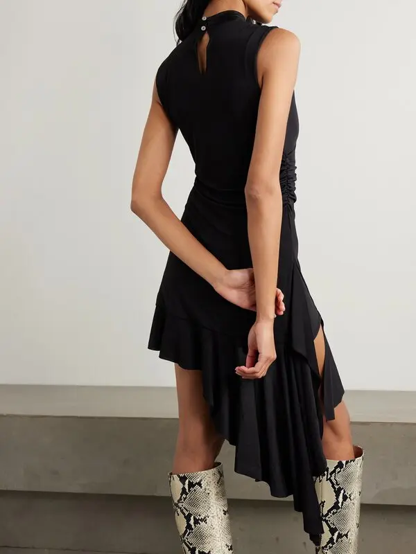 asymmetric ruffled dress mango Red Asymmetric Drape Mini Dress main image 0
