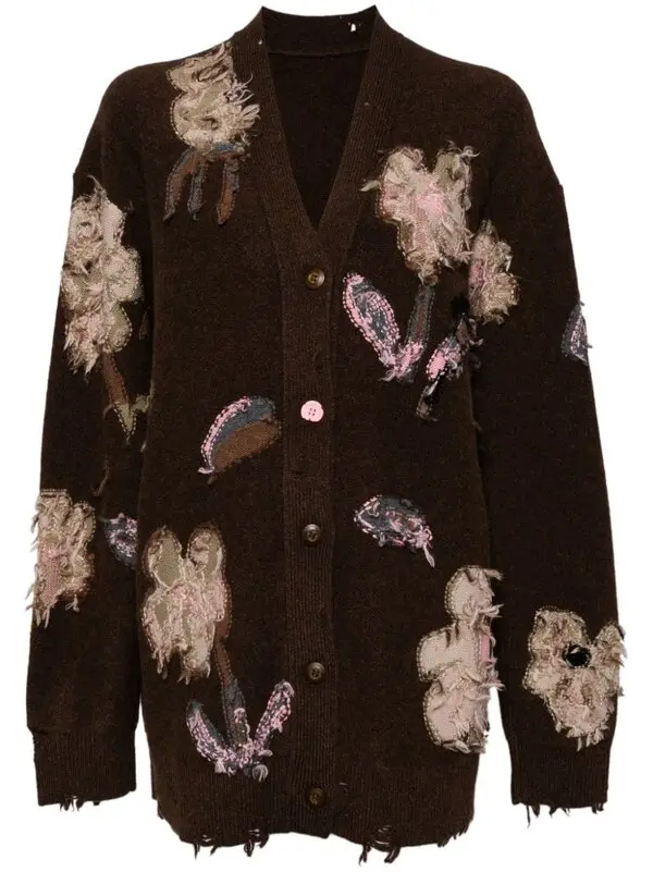JNBY Floral Intarsia Knit Cardigan - Brown