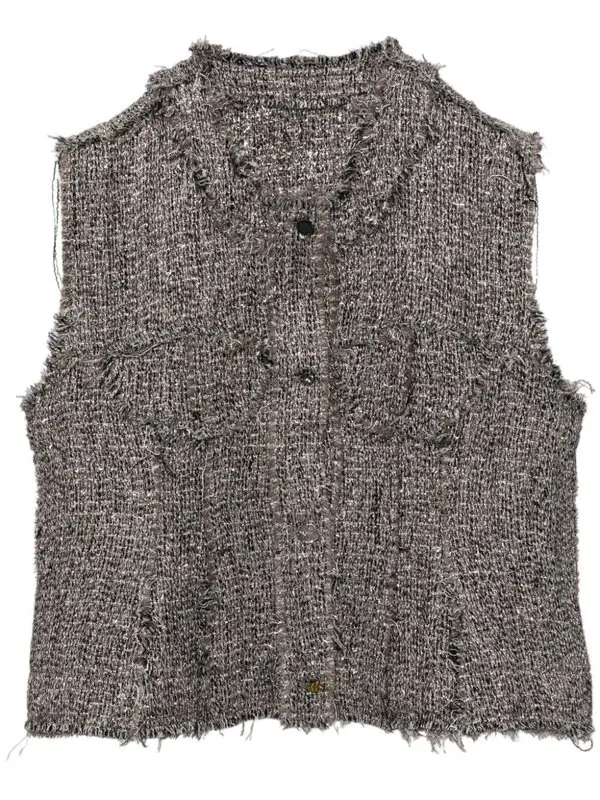 JNBY Jacquard Collarless Cropped Vest