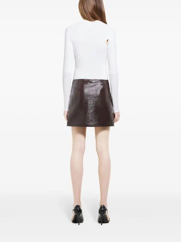 COURREGES Oblique Vinyl Mini Skirt - Brown