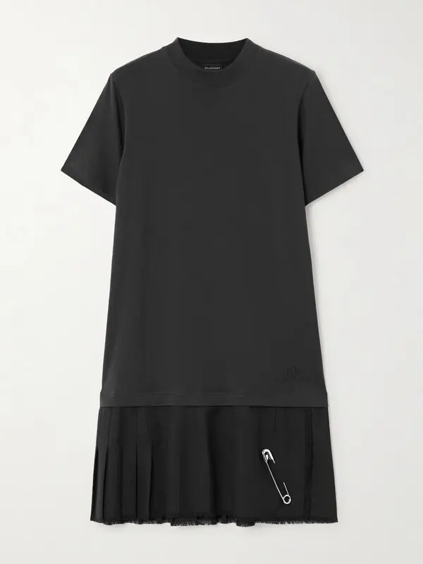 Layered Frayed Embellished Mini Dress - Gray