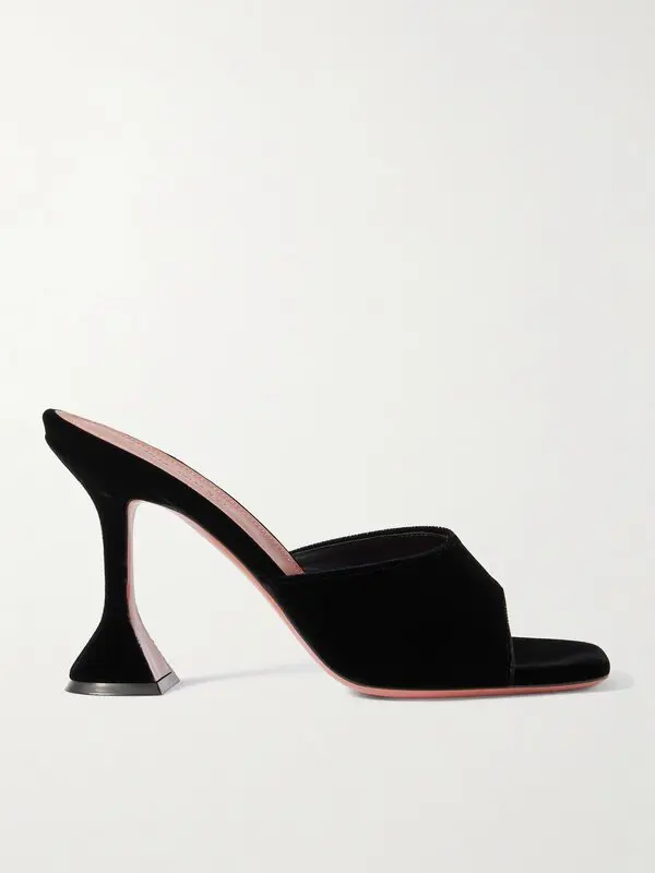 Amina Muaddi Lupita Velvet Mules - Black