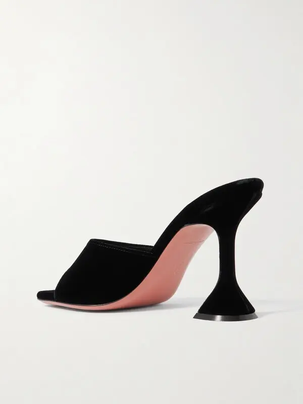 Amina Muaddi Lupita Velvet Mules - Black