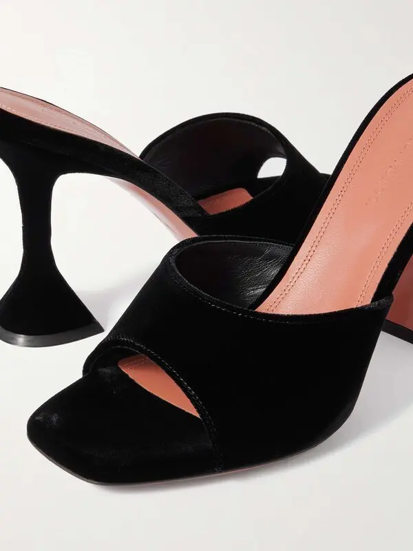Amina Muaddi Lupita Velvet Mules - Black