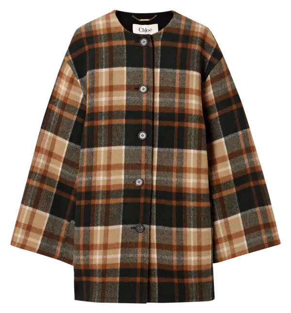 Chloé Checked Wool And Silk-blend Coat