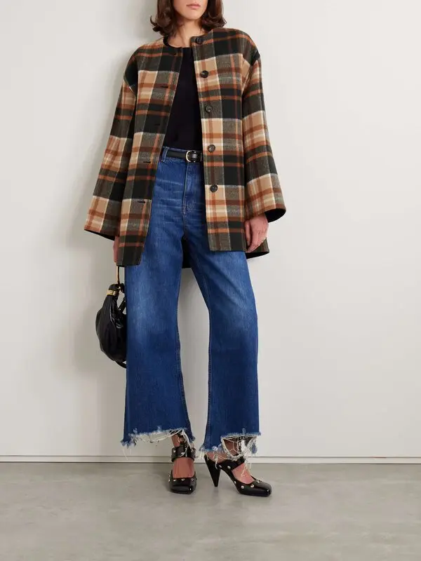 Chloé Checked Wool And Silk-blend Coat