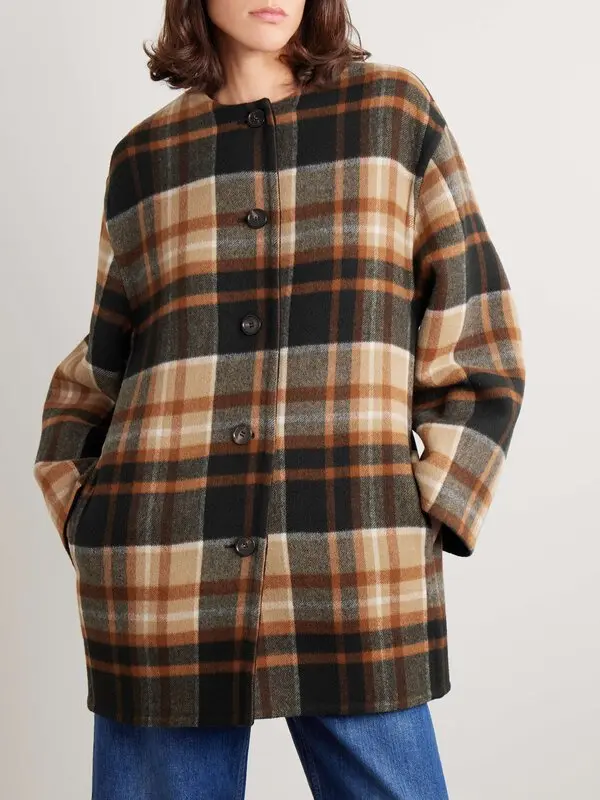 Chloé Checked Wool And Silk-blend Coat