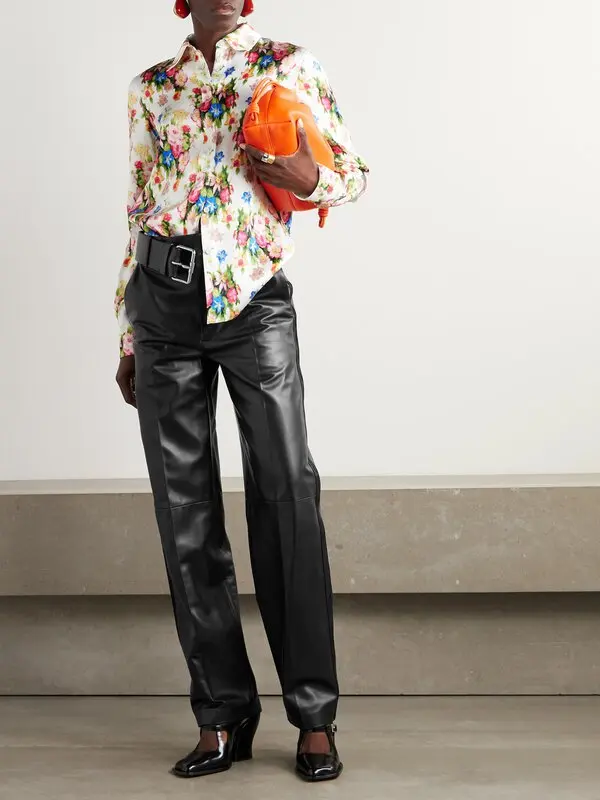 Loewe Belted Leather Straight-leg Pants