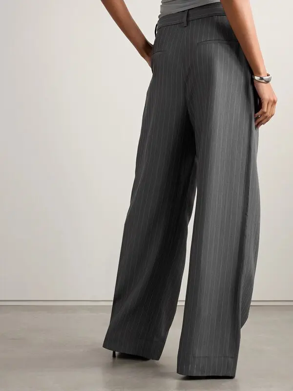 Buy Acne Studios Layered Pinstriped Wide-leg Trousers - Gray At 50